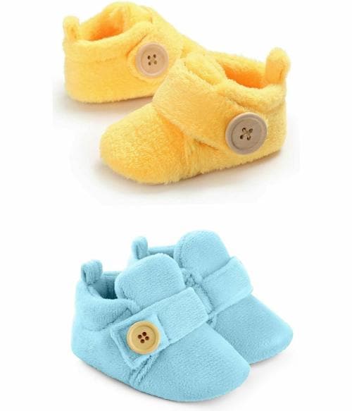 Buy BASICS21 Baby Girls And Baby Boys Blue Soft Base Booties Online at ...