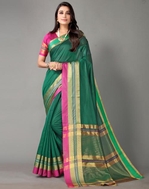 Buy Siril Women Poly Silk Green Self Woven (Woven) Saree | sarees for ...
