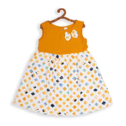 Buy MYY Girls A-Line Soild & Printed Yellow Color Frock Online at Best ...