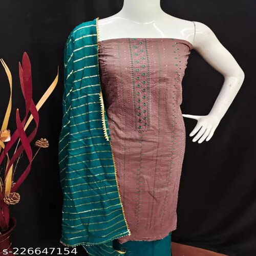 Buy INITHI Women's Black Micro Printed Crepe Suits & Dress Materials-03 ...