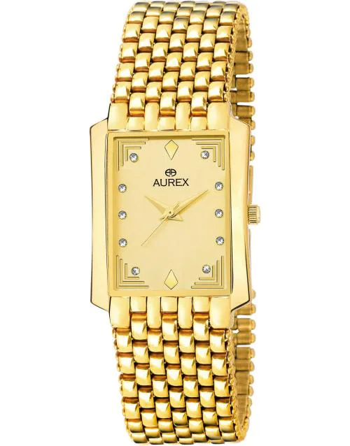 Buy Aurex Analog Gold Dial Gold Strap Watch For Men - (Ax-Gsq127-Glg ...