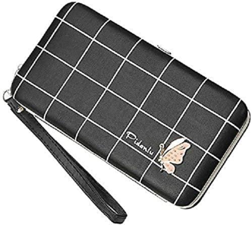 Buy QBLYN Black PU Leather and Polyester Line Design Wallet with Card ...