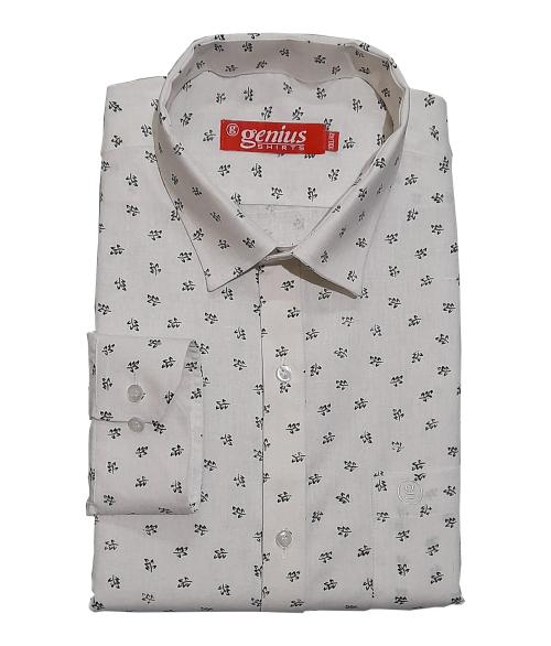 Genius Shirts 100% Cotton White Print Full Sleeve Shirt for Men (42 ...