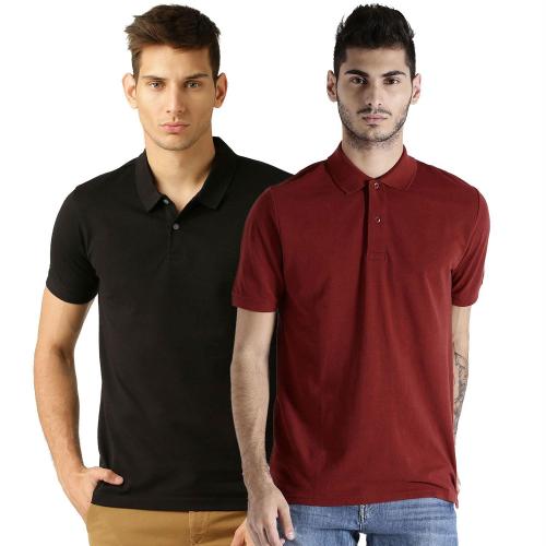 Buy Fastoche Men Black,maroon Polo Tshirt (Pack Of 2) Online at Best ...