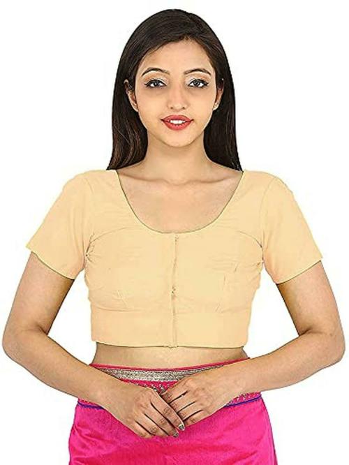 Buy GULBINS Women Beige Solid Cotton Blouses (42 size) Online at Best ...