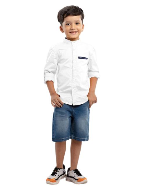 Buy MAMERU Boys White Solid Pure Cotton Full Sleeve Casual Shirt (Age ...