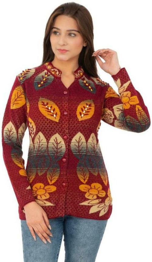 Buy Loglo Women Maroon Embroidered Acrylic Blend Sweater - L Online at ...