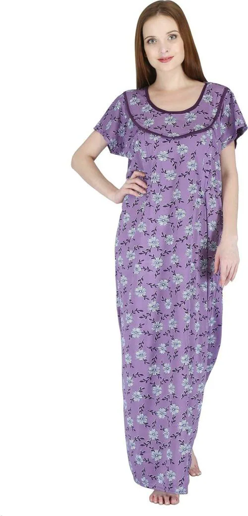 Buy Be You, peignoir Women Lavender Printed Satin Nighty Online at Best ...