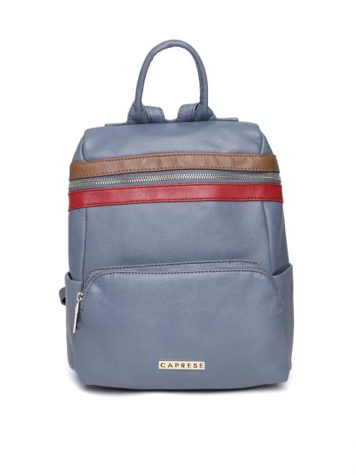 Buy Caprese Blue Synthetic Leather Solid Backpack, Up To 23 L Online at ...