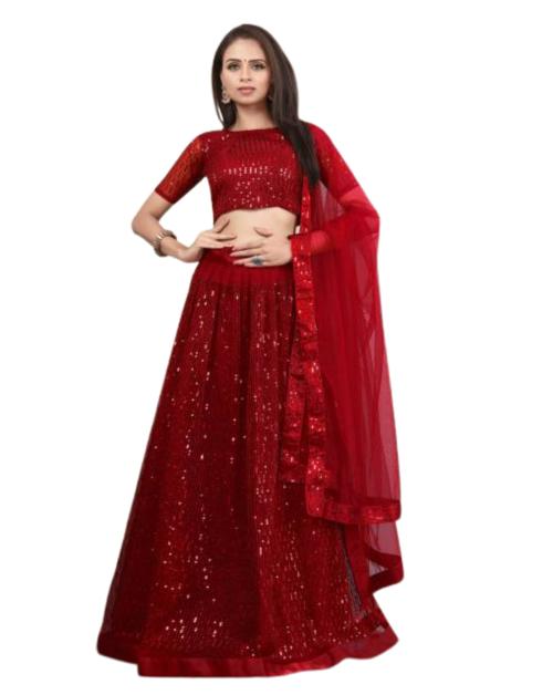 Buy DIBAS Women Red Embroidered Net Lehenga Choli Sets Online at Best Prices in India - JioMart.
