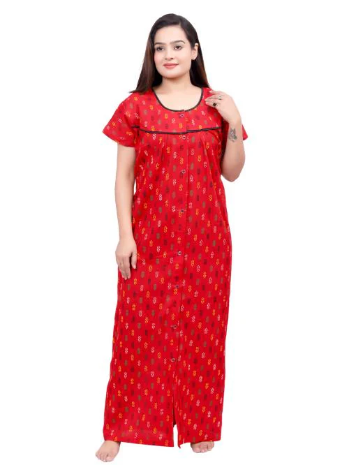 Buy NACNO Women's Gujri Cotton Front Open Sleepwear Nighty/Maxi ...