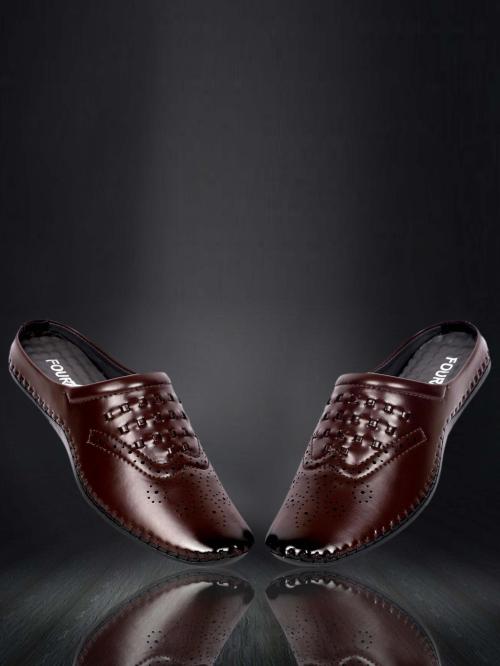 Buy Four Star Truck Sales Men Brown Synthetic Mules - 6 Online at Best ...