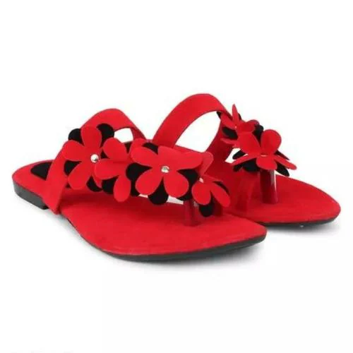 Buy Skytrap Red Solid Cotton Slippers Flipflop for Women Online at Best ...