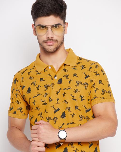 Buy RISS Men's Cotton Half Sleeves Printed Polo T-shirt Online at Best ...