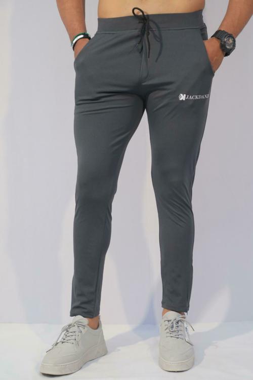 Buy JACKDANZA Men Grey Solid Polyester Track Pants (XL) Online at Best ...