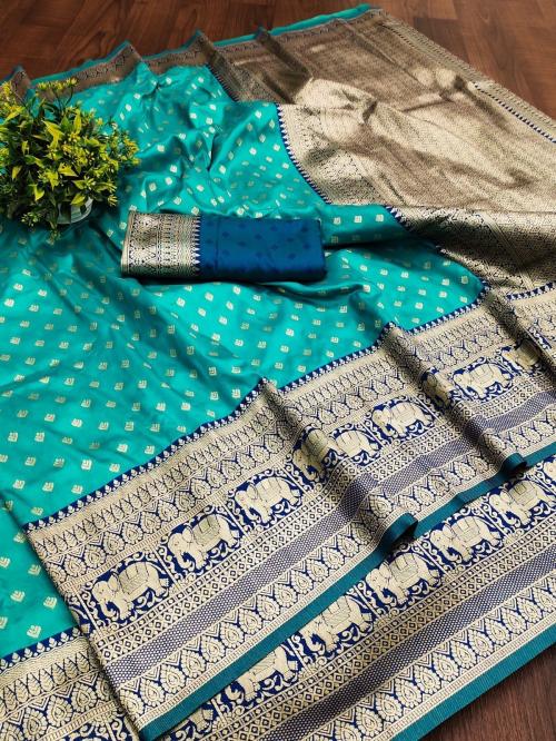 Buy Lichi silk weawing Rama Color Saree for women Online at Best Prices ...