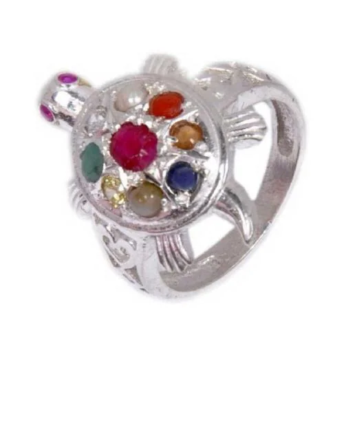 Buy CEYLONMINE Kachua Ring Stone Crystal Silver Plated Adjuatable Ring ...