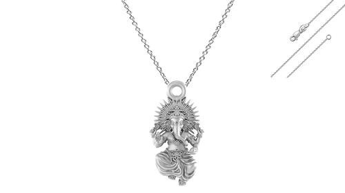Buy Akshat Sapphire Pure Silver God Ganesha Pendant With Chain Suitable ...