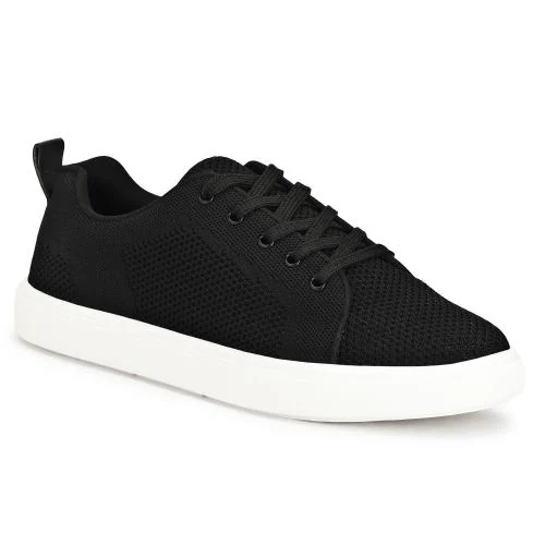 Buy P R SHOES Men's Black Stylish & Comfortable Sneakers Online at Best ...
