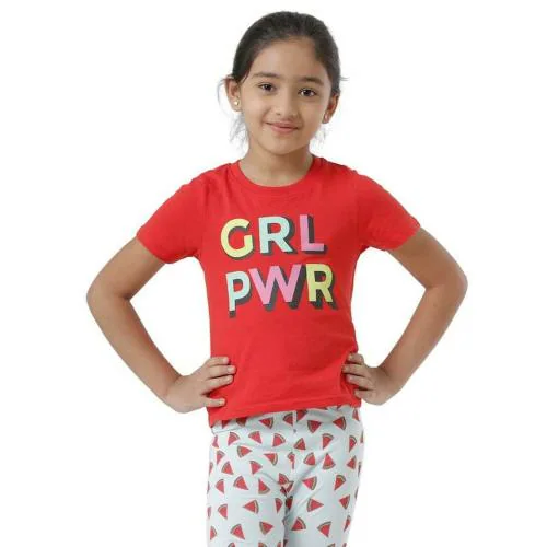 Buy De Moza Girls Red Printed Cotton Top - 8 to 9 Years Online at Best ...