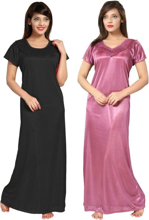 Buy Be You Women Multicolor Solid Satin Nighty Online at Best Prices in ...