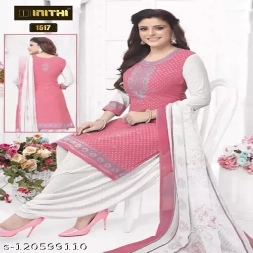 Buy INITHI Women's Black Micro Printed Crepe Suits & Dress Materials-03 ...