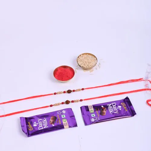 Buy Designer Pearl Rudraksh Rakhi two cadbury chocolate Pack Of 2 ...