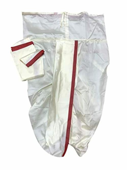 Buy Rameshwaram Fabrics Men White Silk Dhoti and Towel Set - XL Online at Best Prices in India ...