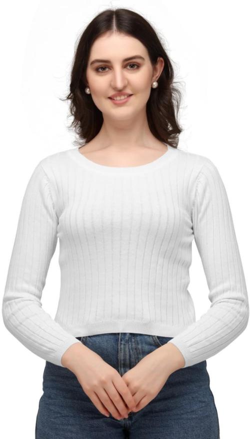 Buy Shitalcreation Women White Self Design Cotton Blend Top (M) Online ...