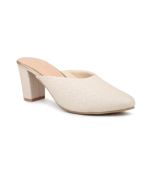 Buy Inc.5 Beige Textured Block Mules Online at Best Prices in India ...