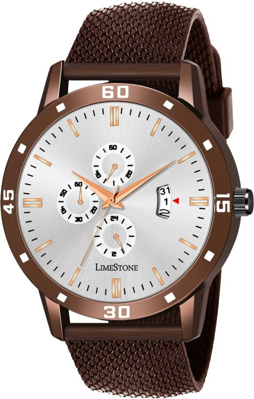 Buy LIMESTONE Analog Silver Dial Brown Strap Watch For Men (LS2953 ...