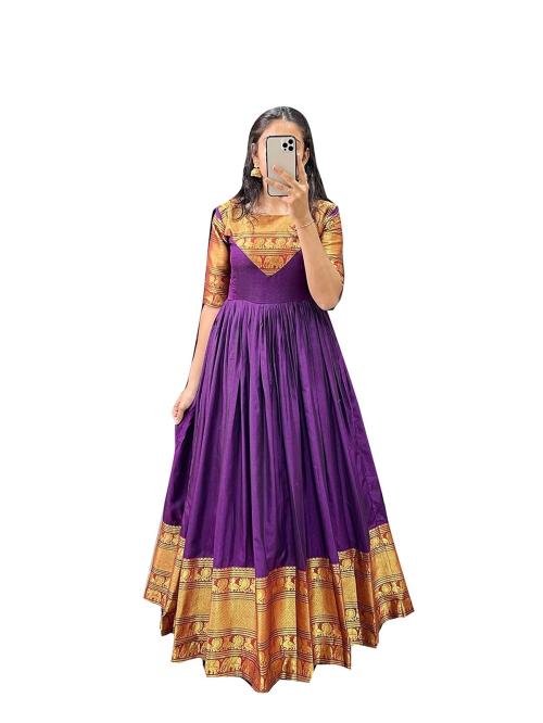 Buy Reeta Fashion Traditional Violet Narayan Pet Cotton Zari Weaving ...