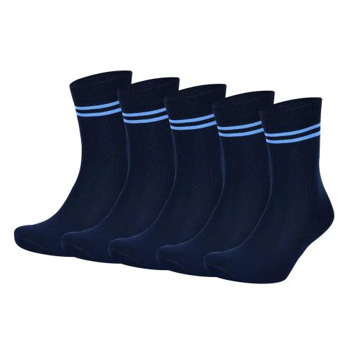 Buy Bizala Navy Blue with Sky Blue Stripes Calf Length Cotton School ...