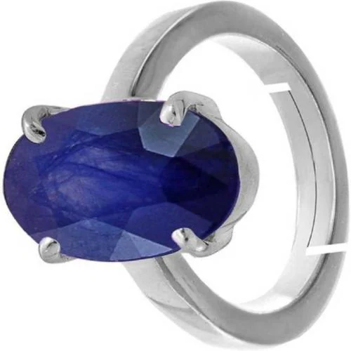 Buy Chopra Gems & Jewellery Silver Plated Brass Blue Sapphire Neelam Gemstone Ring (Men, Women ...