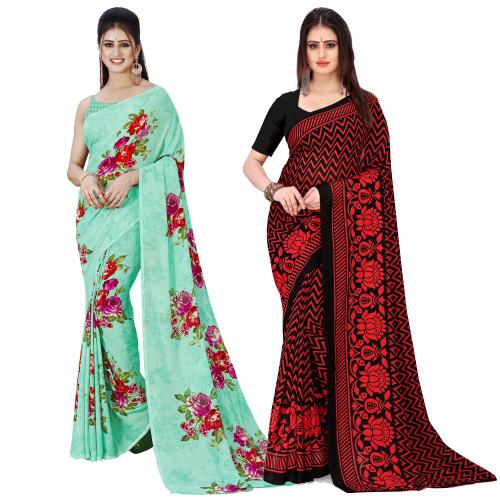 Buy Anand Women Multicolor6 Self Design Pattern Georgette Pack of 2 ...