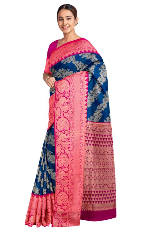 Buy KSR HANDLOOMS-WOVEN-PURE MUGA GADWAL SAREE Online at Best Prices in ...
