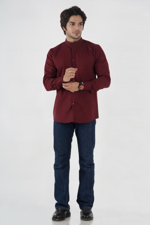 Buy Jrcy premium quality full sleeve Maroon color cotton Shirt in ...