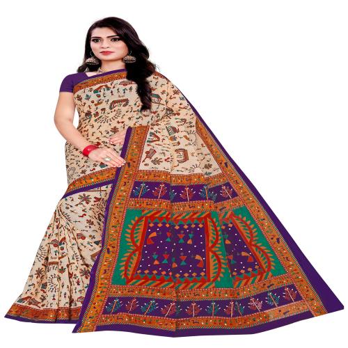 Buy Tamaira Fashion Purple Pure Cotton Saree for women Online at Best ...