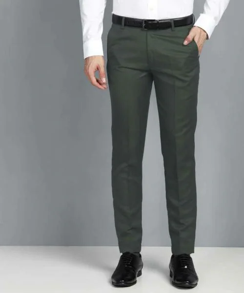 Buy CYPHUS Men Slim Fit Light Green Viscose Rayon Trousers Online at ...
