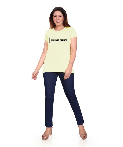 Buy PEPP N HAGG Ladies 100% Cotton BIOWASH Half Sleeve Message Print T-Shirt - NO HARD FEELINGS ...
