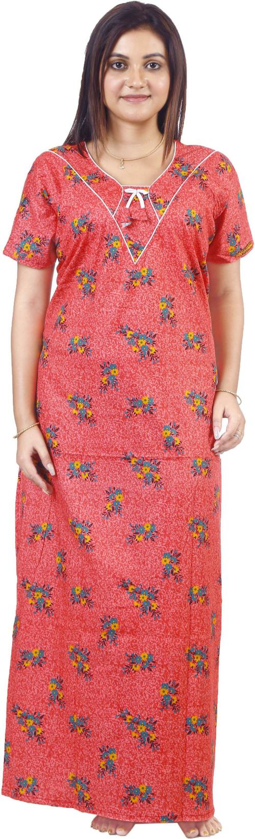 Buy OLBERS Women Pink Floral Cotton Blend Nighty (XXL) Online at Best ...