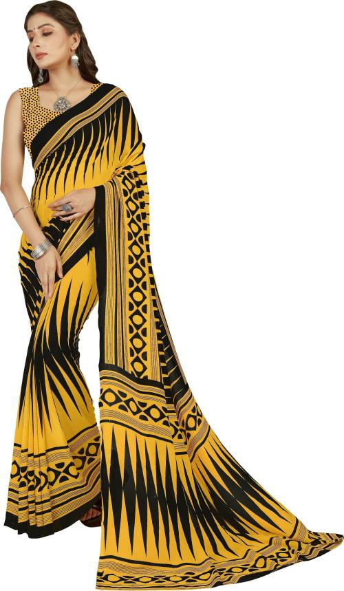 Buy Anand Women Blue Geometric Georgette Single Saree Online at Best ...