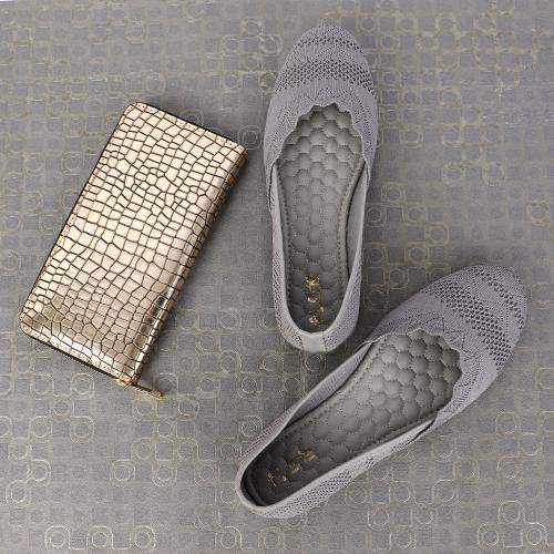 Buy Flomo Women's Grey Ballet Flats Online at Best Prices in India ...