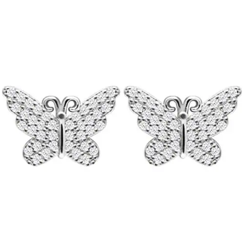 Buy Giva Sterling Silver Zircon Studded Butterfly Studs For Women ...