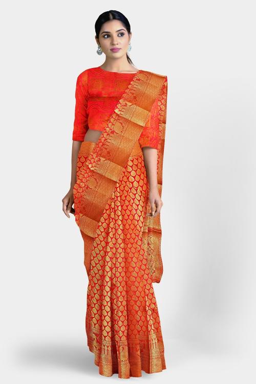 Buy CHUKCHUK kanchipuram silk saree for women RED Online at Best Prices ...