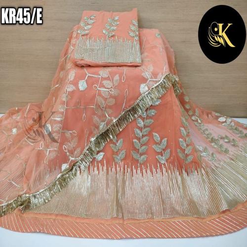 Buy PREET Premium Quality Women's Half Pure Barik Ribine Work Lehenga ...