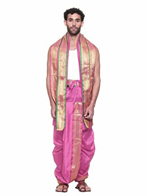 Buy Rameshwaram Fabrics Men Pink Silk Dhoti with Stole Set Online at Best Prices in India - JioMart.