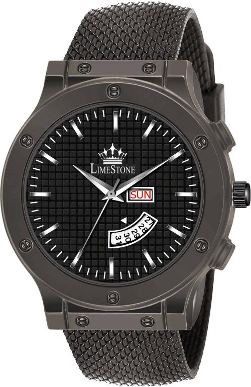 Buy LIMESTONE Analog Black Dial Grey Strap Watch For Men (LS3021 ...
