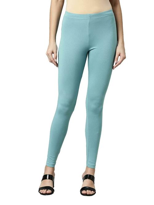 Buy Go Colors Women Light Blue Solid Stretch Leggings Online at Best ...