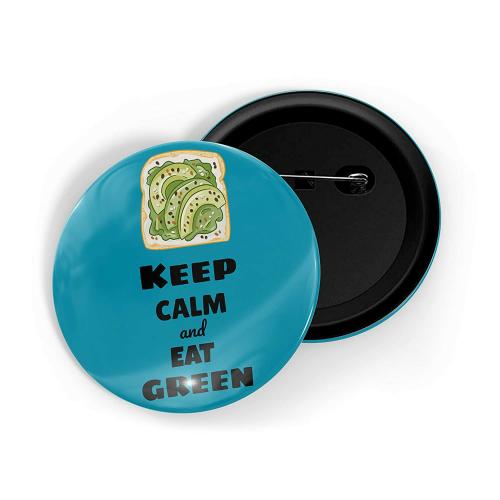 Buy Dhcrafts Blue Metal Keep Calm And Eat Green D5 Printed Pin Badge, 5 ...